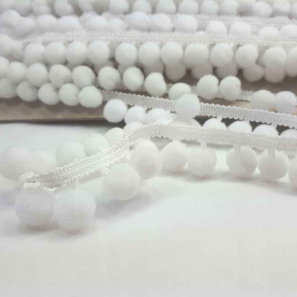POM POM Trim Quality Pompoms 10mm Bobbles 18mm Total Width Tape Various ...
