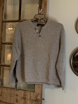 Bill Blass Knit Waffle Weave Cotton Blend Quarter Button Sweater USA ...