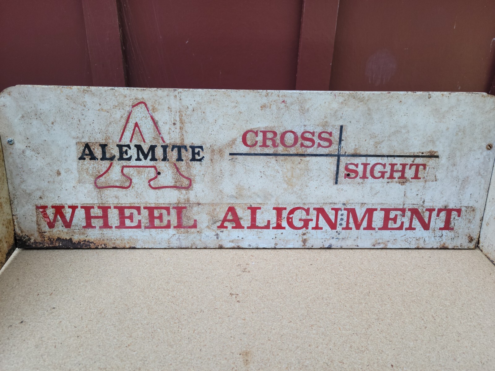 Alemite Cross Sight Wheel Alignment Old Gas Station Display Sign Bench ...