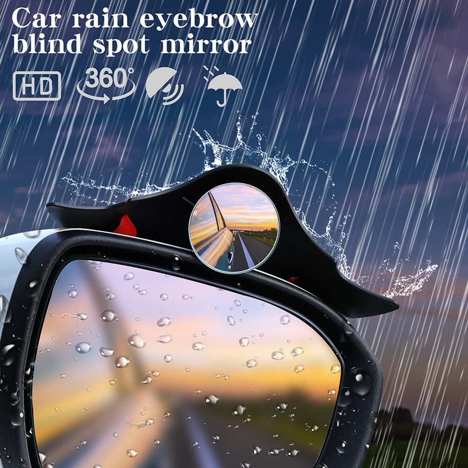 360° Rotable Side Blind Spot Mirrors Rain Board Eyebrow Guard Car ...