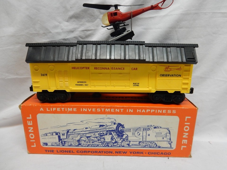 LIONEL 3619 HELICOPTER LAUNCHING RECONNAISSANCE BOX CAR IN OB, C-7 EX+ ...