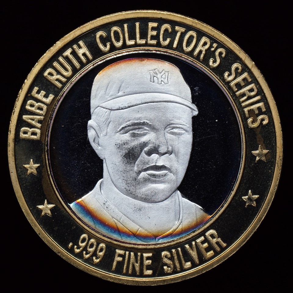 BABE RUTH Baseball 714 Home Runs New York Yankees 999 FINE Silver round ...