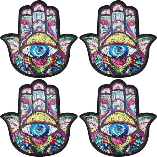 4Pcs Hand shape Shiny Hand Evil Eye Sequin Patches Hats 860936066446 | eBay