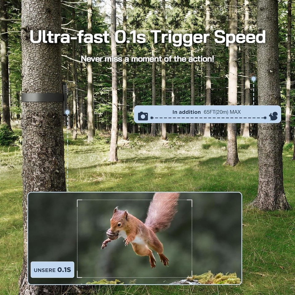 WOLFANG Wildlife Camera WiFi Bluetooth 68MP 4K30fps Solar Trail Camera ...