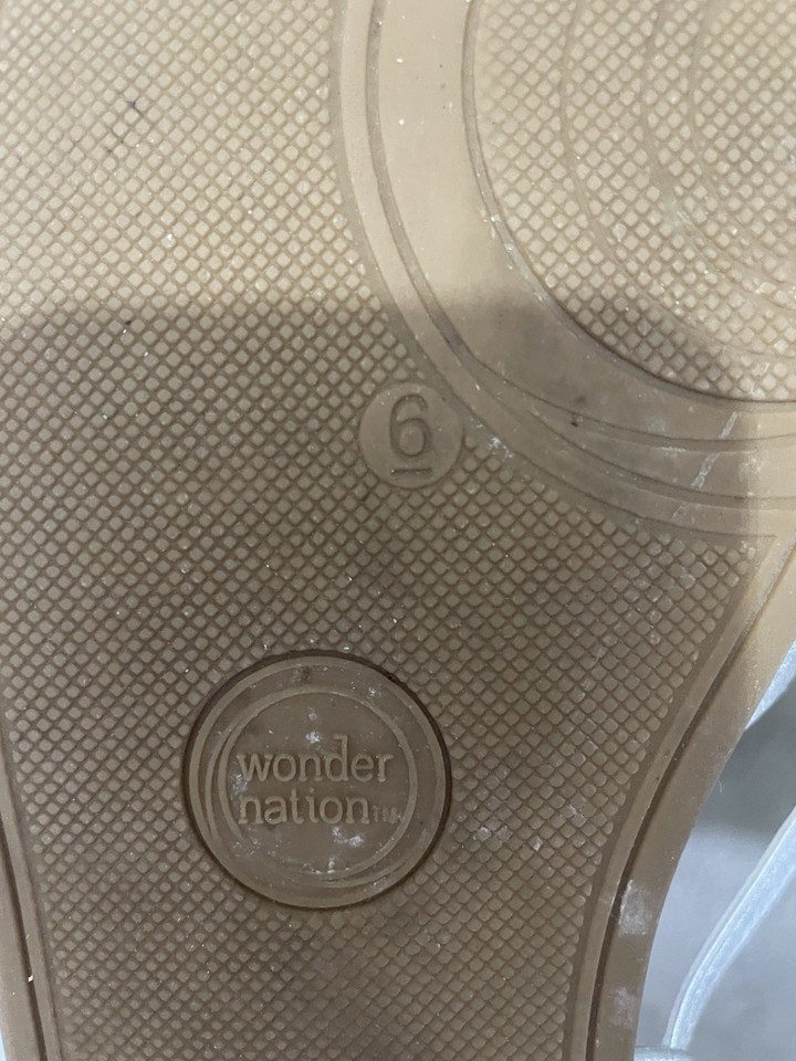 Girls Size 6 Wonder Nation Flat Silver Open Toe Sandals | eBay