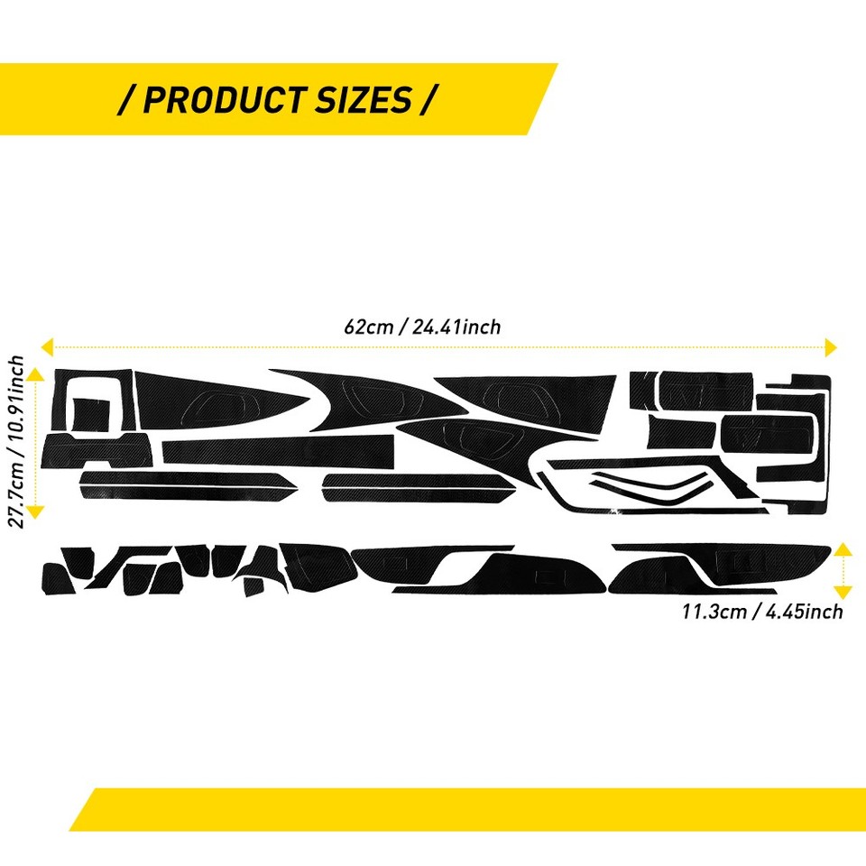 For Honda Civic 2016 2017 2018 2019 2020 Carbon Fiber Interior Decal ...