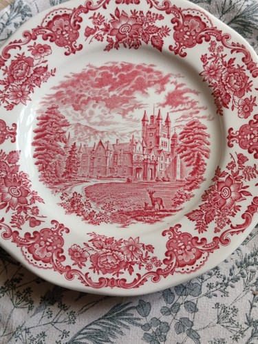 Vintage Enoch Wedgwood Balmoral Castle Plate Red Transferware Royal ...