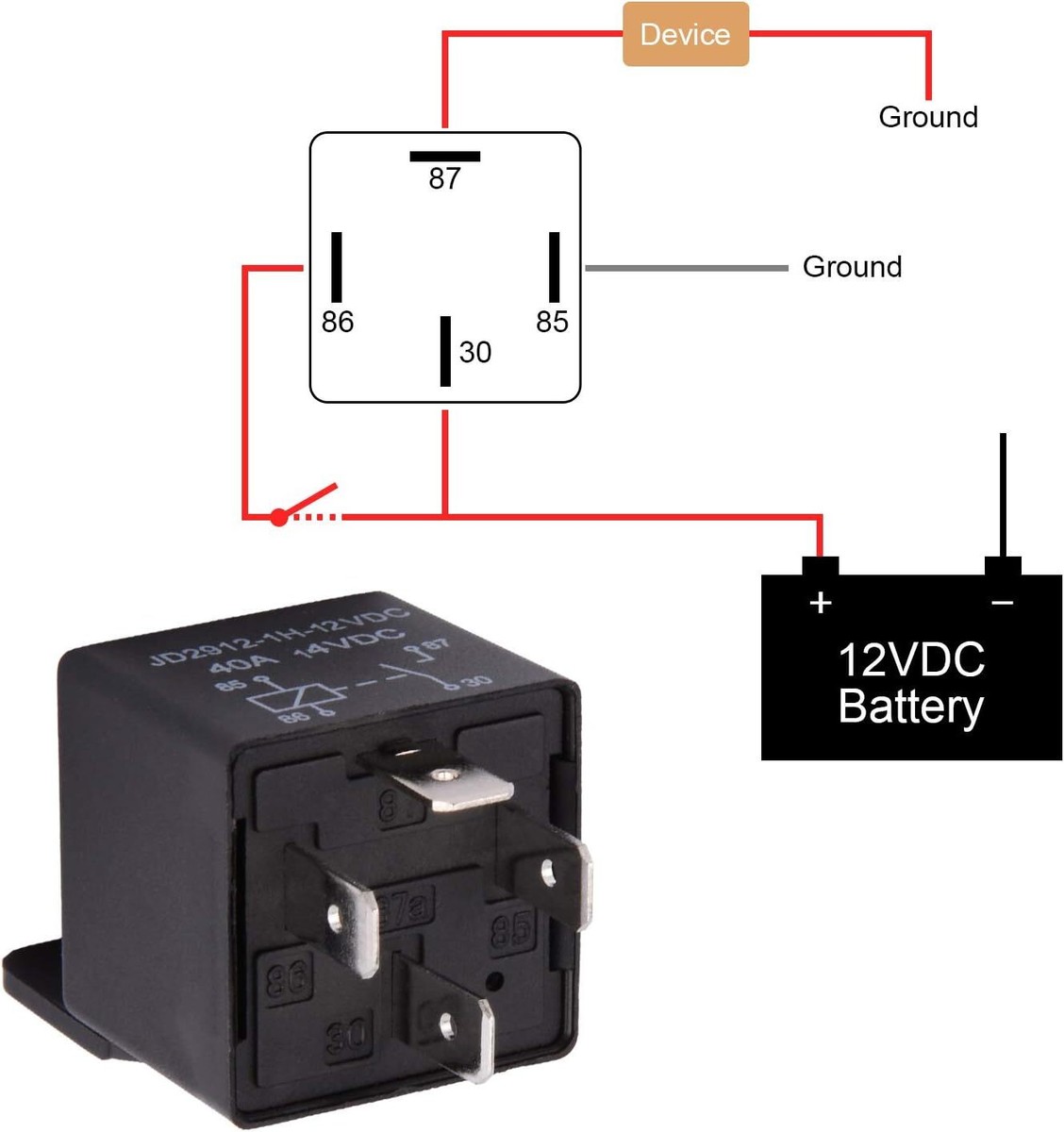 Boat Electrical Relays ESUPPORT 12V 40A 4-Pin SPST Car Relays - Pack Of ...