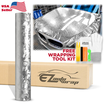 24K Chopped Forged Carbon Fiber Gloss Silver Car Vinyl Wrap Sticker ...