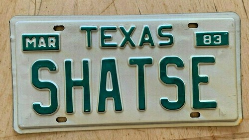 1983 TEXAS VANITY AUTO LICENSE PLATE " SHATSE " TX 83 GERMAN GERMANY ...