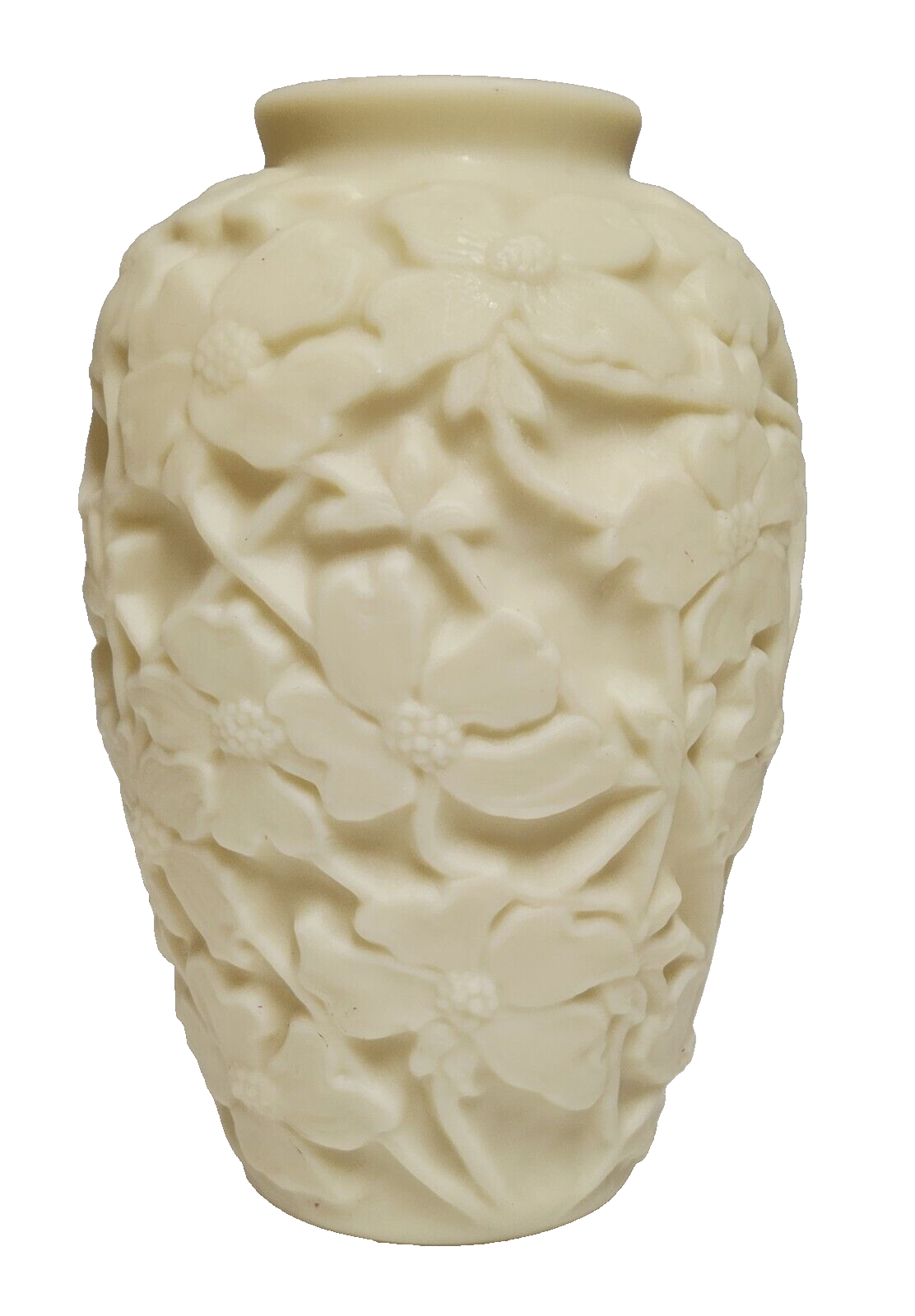 Phoenix Consolidated Glass Cream Color Wild Rose Pattern Vase Matte ...