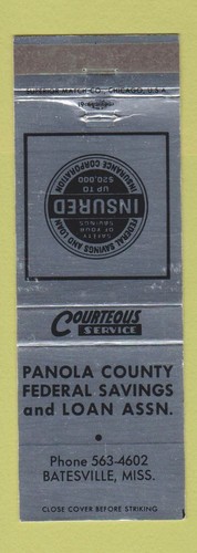 Matchbook Cover - Panola County Savings and Loan Batesville MS WEAR | eBay