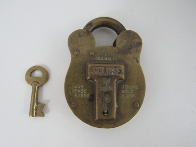 Vintage #4 Squire Old English Solid Brass Padlock w/ Key (4 Brass Levers)(Pg79E) | eBay