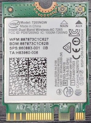 Intel Dual Band Wireless-AC 7265 802.11ac WiFi + Bluetooth Card ...