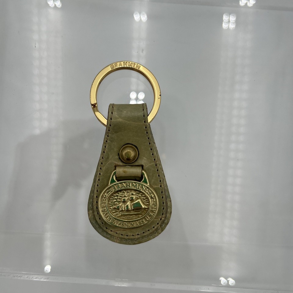 Brahmin Fairhaven Mass, USA Leather Keychain Ivory With Gold Tone Ring ...
