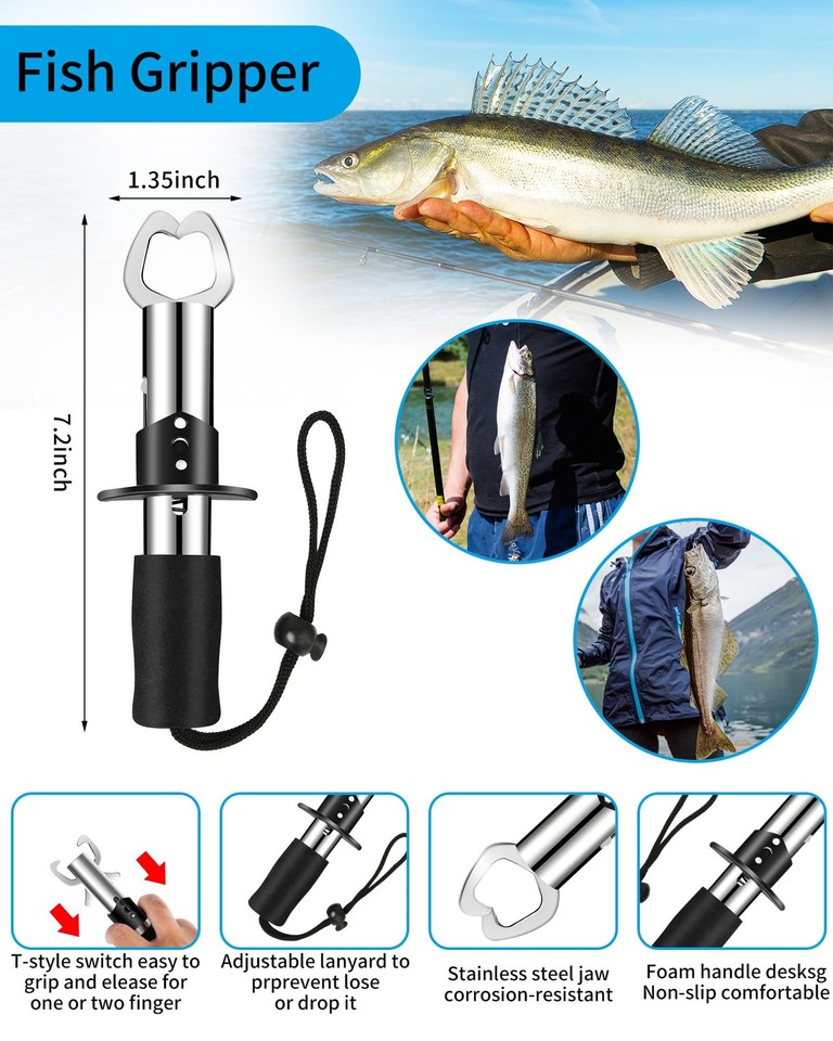 Fishing Tool Kit - Fishing Pliers, Hook Remover, Fish Gripper，Fish ...