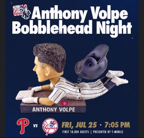 Anthony Volpe Sliding Into Base SGA Bobblehead 7/25/25 Exclusive | eBay