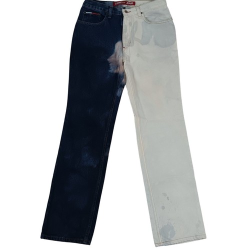 Vtg Tommy Hilfiger Ditto Tie Dyed Jeans Mens 31X34 Blue/White Two Tone ...