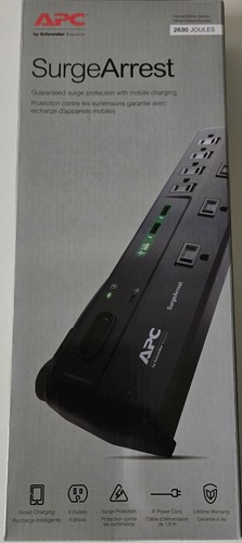 APC 8-Outlet Surge Protector Power Strip 2630 SurgeArrest Essential w ...