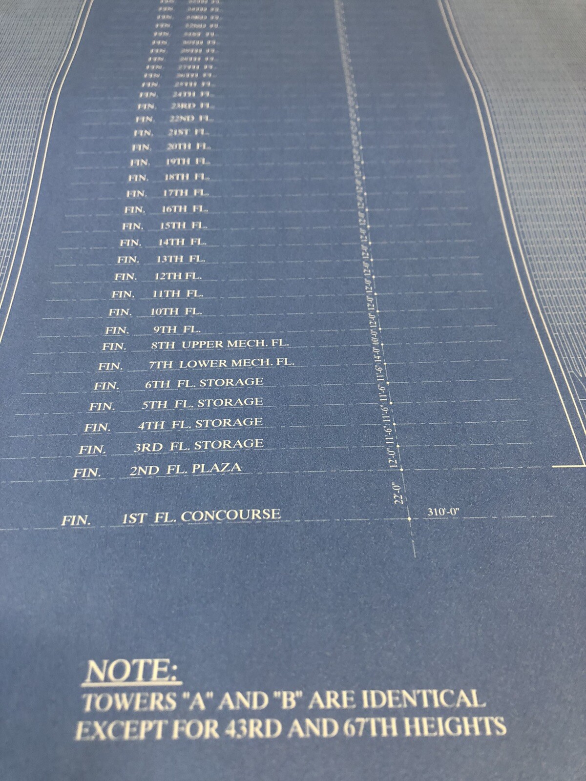 World Trade Center Twin Towers Blueprints. Reproduced. 100 X 50cm ...
