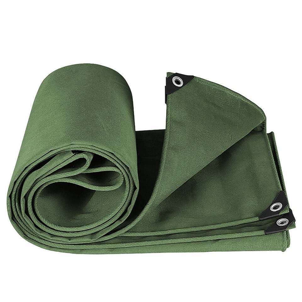 16oz Heavy Duty Canvas Tarp Thick Camping Garden Tarpaulin Cotton Shade ...