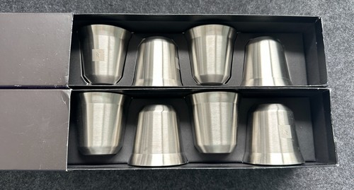 8x Nespresso Pixie Becher Nespresso-Logo silber Gläser Espresso NEU OVP ...