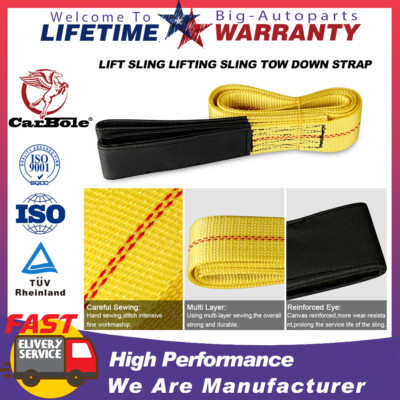 2" x6ft Nylon Web Lifting Sling Tow Strap Heavy Duty Eye & Eye Flat ...