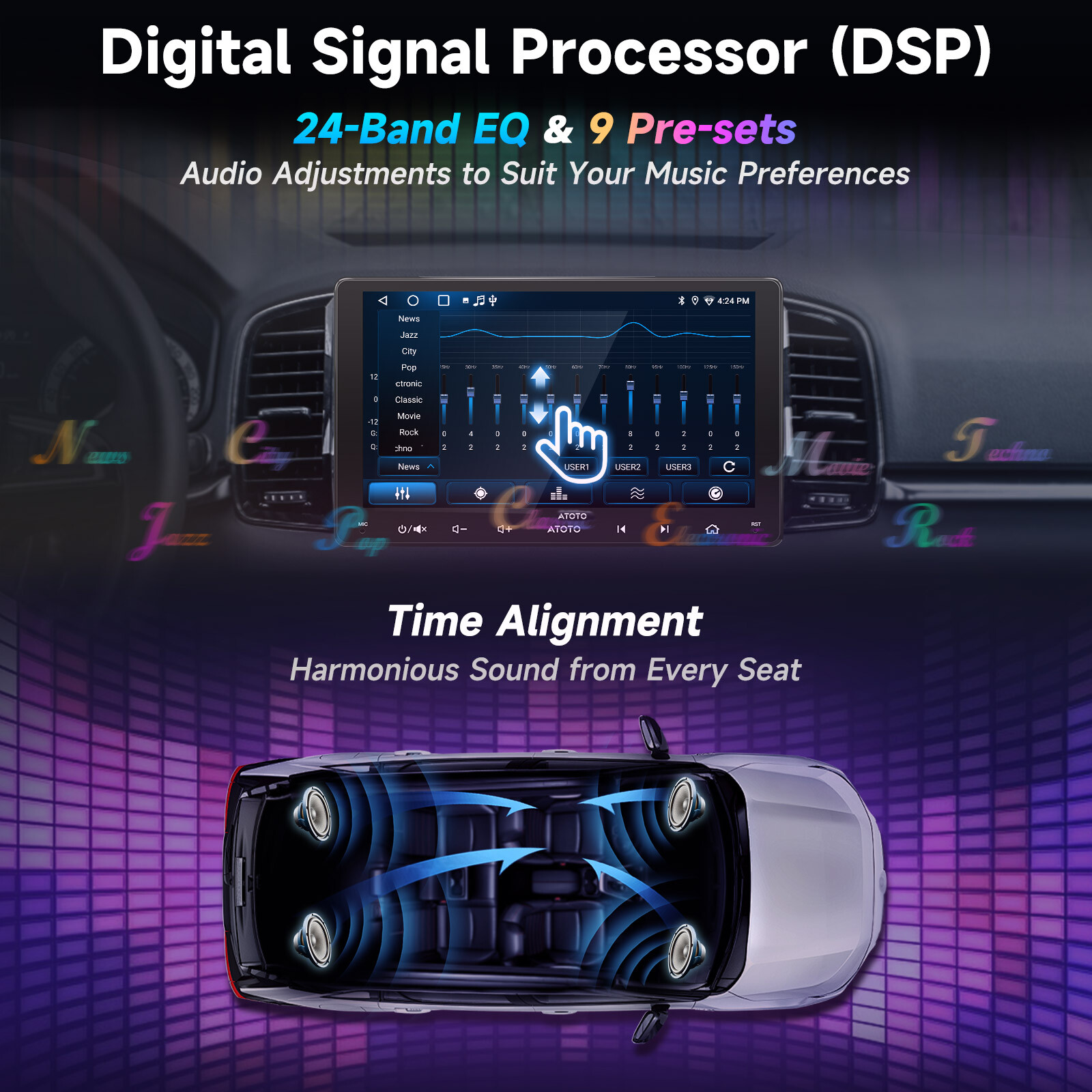 ATOTO 9" Car Stereo Apple Carplay Android Radio GPS Drivechat w/ Front ...