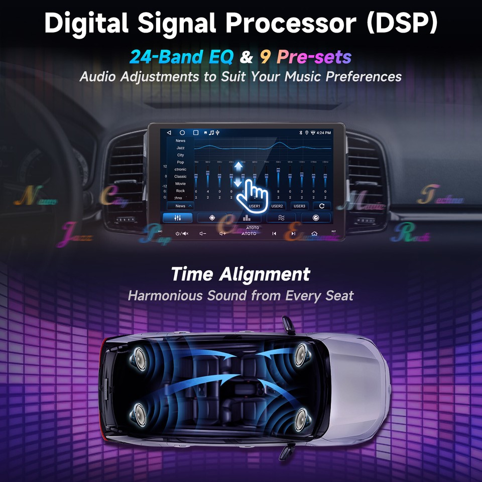 ATOTO 9" Car Stereo Apple Carplay Android Radio GPS Drivechat w/ Front ...