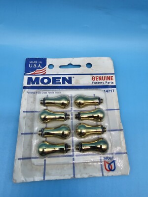 VINTAGE 1992 MOEN POLISHED BRASS CROSS HANDLE INSERTS FOR FAUCET (8 ...