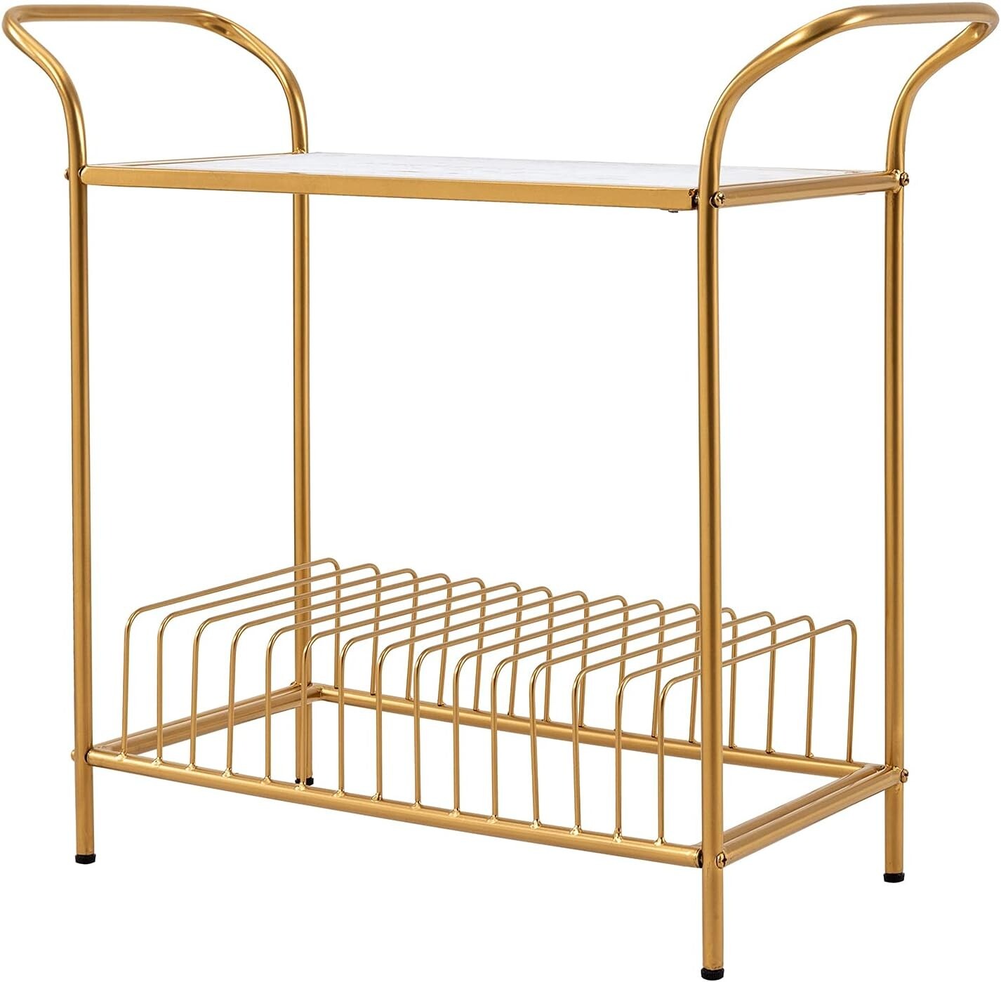 Freestanding Brass Metal Record Player Stand and LP Vinyl Album Storage ...