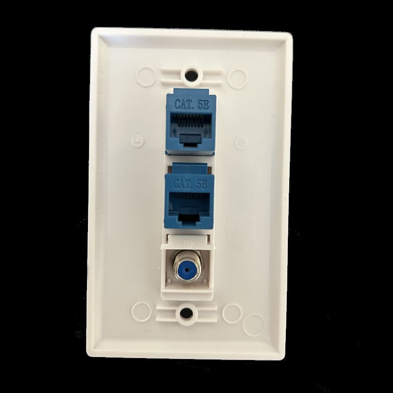 3 Port Ethernet Wall Plate 2 CAT5e F 3G Coax Keystone Network Female to ...