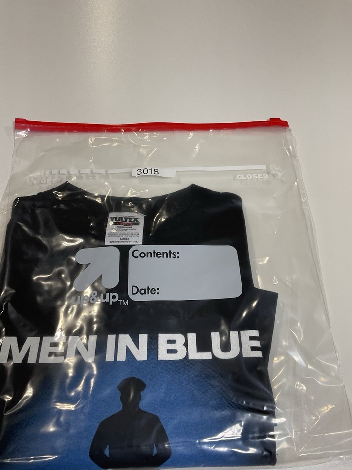 Vintage Men In Blue T Shirt Sz L Police Deadstock Talking Tops 90s | eBay