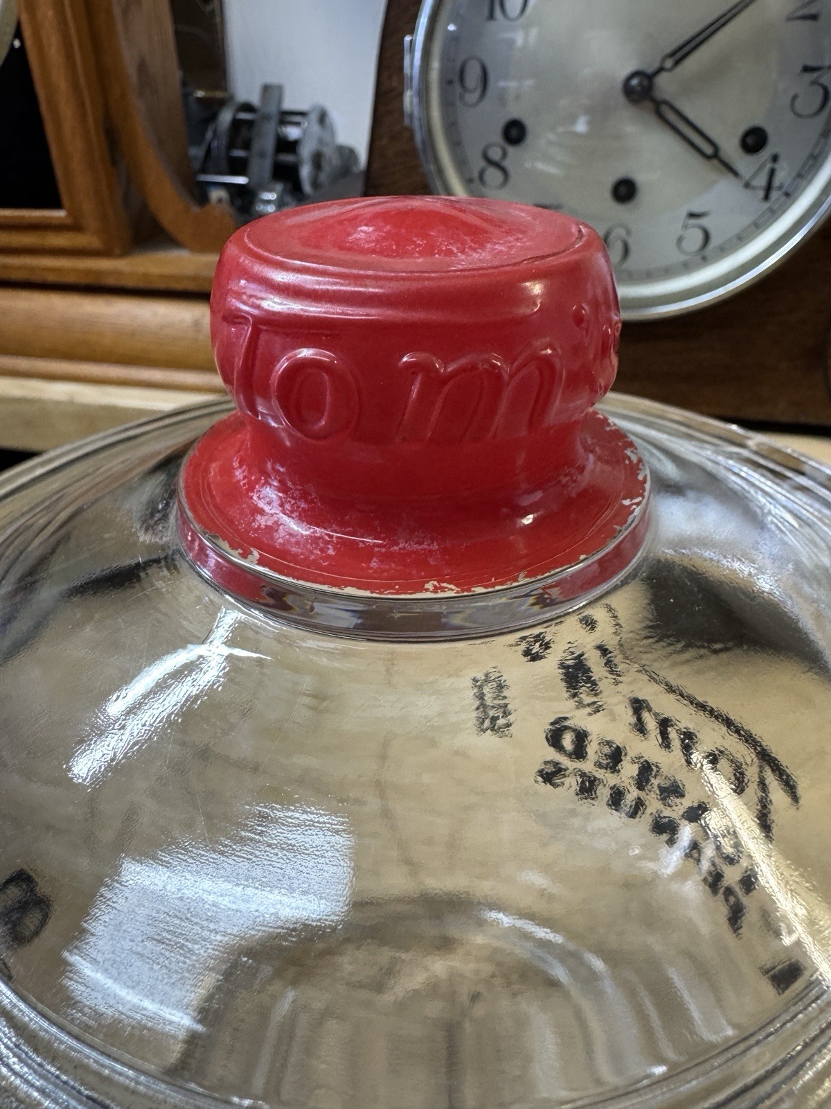Tom's Toasted Peanuts 'Delicious' Glass Jar w/RED Nob Glass Lid Cookie ...