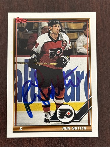 1991-92 Topps #232 Ron Sutter AUTO Philadelphia Flyers AUTOGRAPH Signed ...