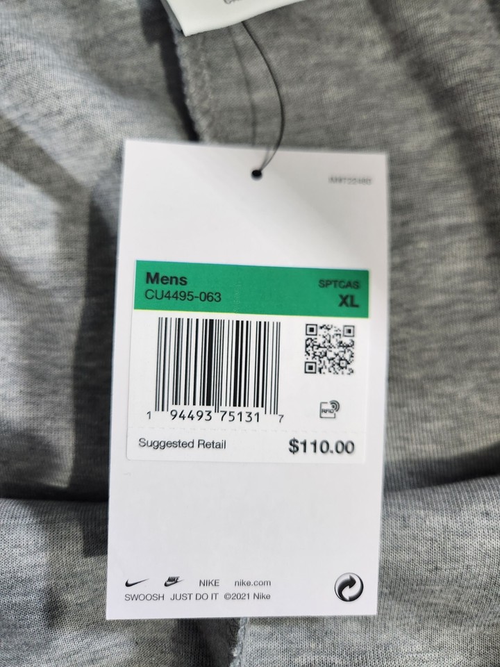 Nike Sportswear Tech Fleece Tapered Joggers Heather Grey Mens XL CU4495 ...