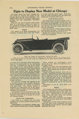 1916 Elgin Motor Car Co. Story & Pic: Elgin Six, Model B - Chicago ...