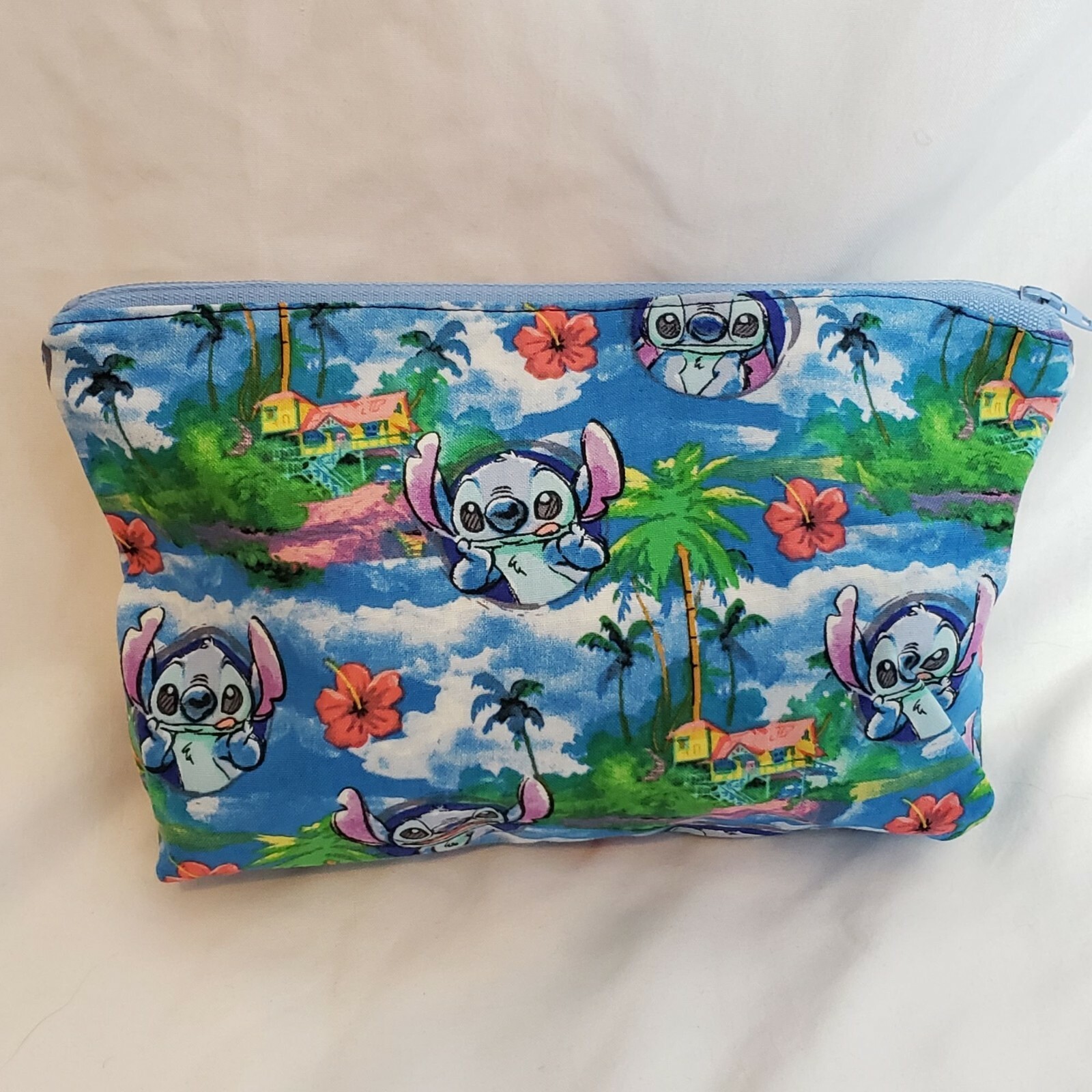 Handmade Zipper Pouch Disney Lilo and Stitch Fabric Tie Dye Lining 9.5 ...