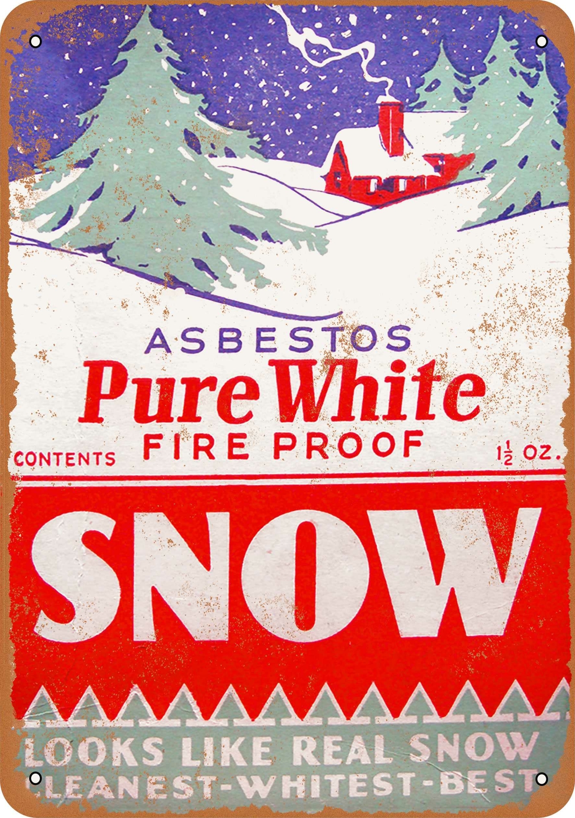 Metal Sign - Pure White Asbestos Christmas Snow - Vintage Look ...
