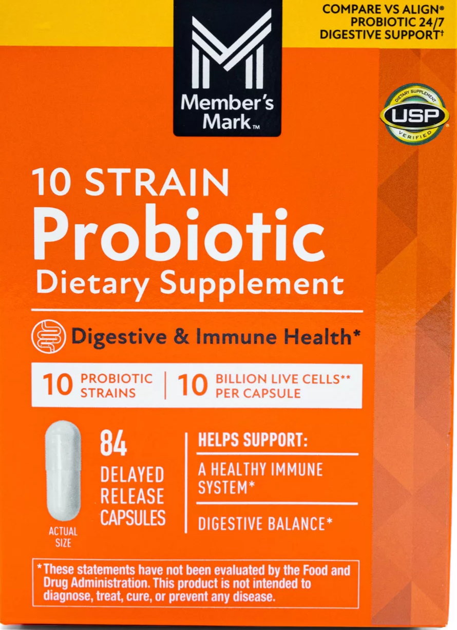 Member's Mark 10 Strain Probiotic Digestive Care Supplement, 84 Dietary ...