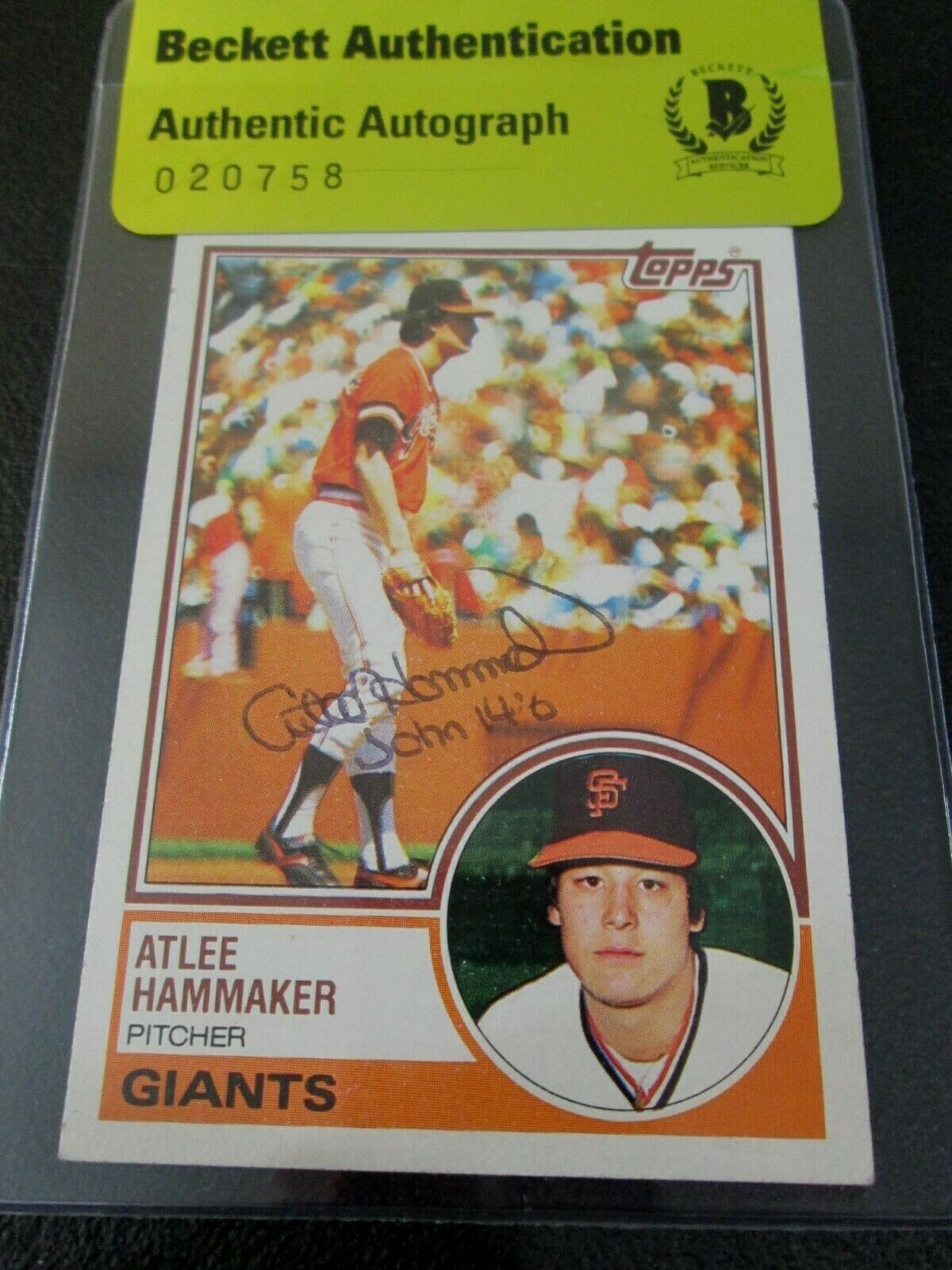 Atlee Hammaker 1983 Topps #342 Signed Autographed Giants Beckett BAS | eBay