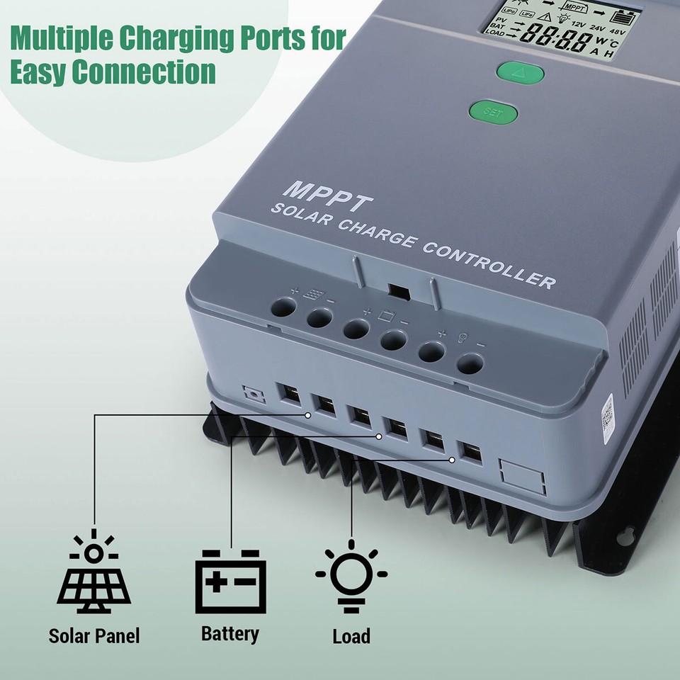 5200W 100A MPPT Solar Charge Controller 12V 24V 36V 48V Solar Panel PV ...