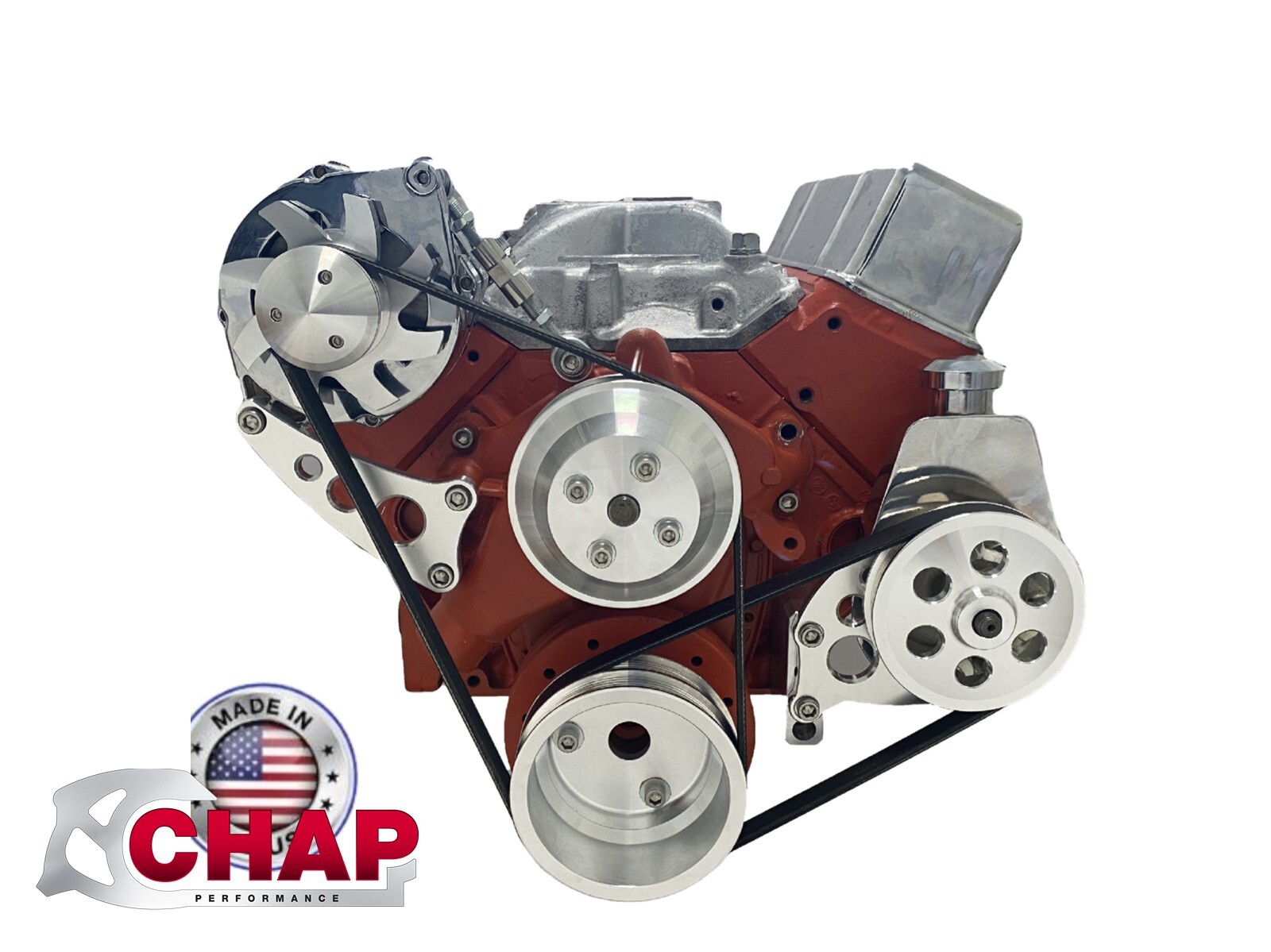 SBC Serpentine Pulley Conversion Kit ALT PS Chevy Small Block SBC LWP ...