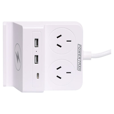 2 Outlet Mains Power Board With USB C PD & Wireless Charging Powerboard ...