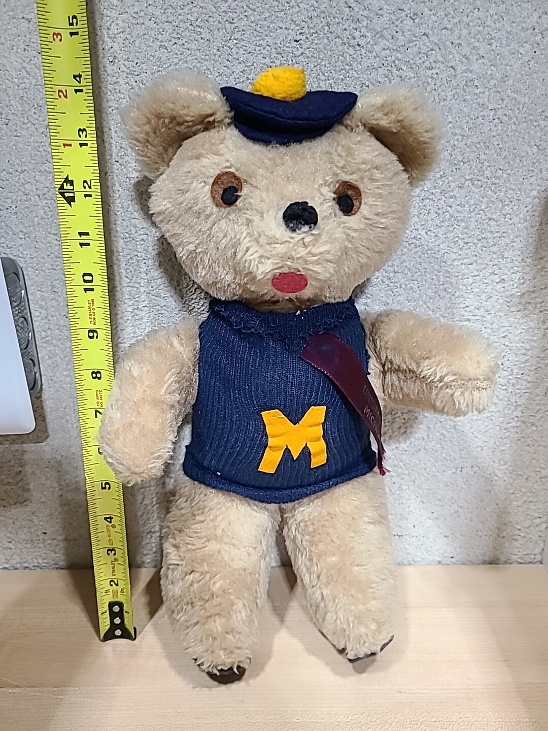 University Of Michigan Wolverines 14" Stuffed Bear Plush Homemade? 60s ...