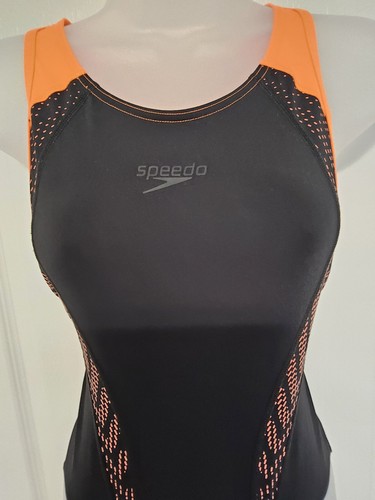 Womans SPEEDO Swimming Costume Size 10 Black/Orange Good Condition FREE ...