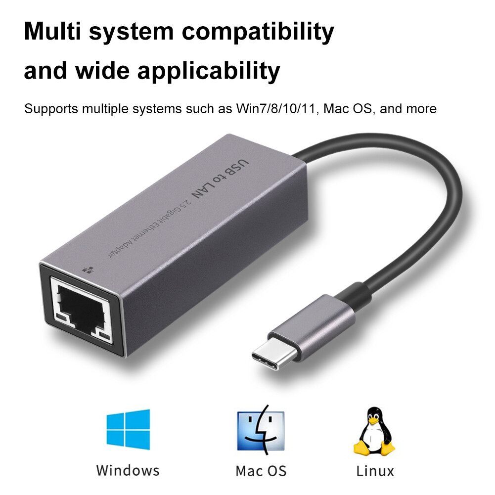 AU USB Network Card 2.5G 2500Mbps USB Gigabit Ethernet Adapter (Type-C ...