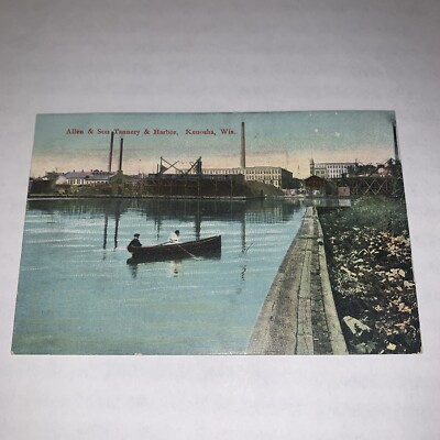 Vintage Postcard Allen & Son Tannery & Harbor Kenosha Wisconsin Boat | eBay