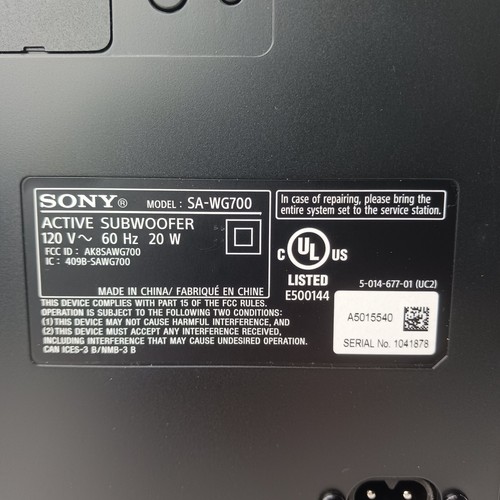 Sony SA-WG700 Wireless Subwoofer ONLY for HT SA-G700 Soundbar System ...