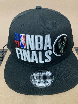 Milwaukee Bucks Hat Cap Snap Back Black White 9Fifty 2021 NBA Finals ...